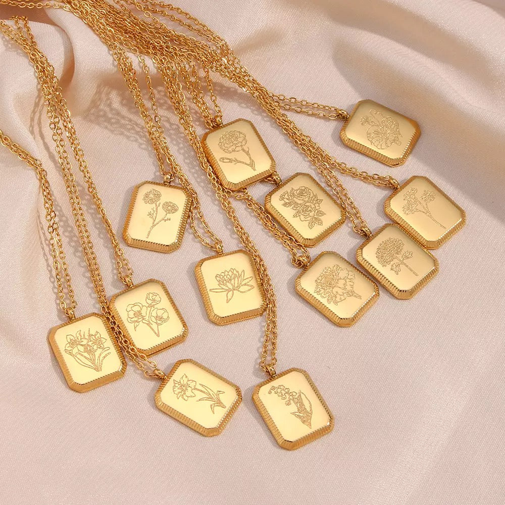 Birth Flower Chain Necklace – MAZEE Jewelry
