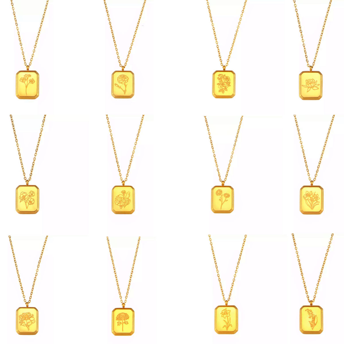 Birth Flower Chain Necklace – MAZEE Jewelry